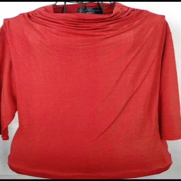 P Luca Milano | Tops | Pluca Milano Red Shimmering Long Sleeve Blouse L ...